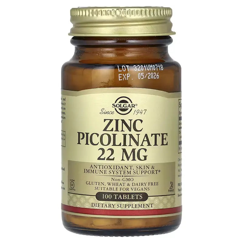 Solgar Zinc Picolinate 22 mg | 100 Tablets