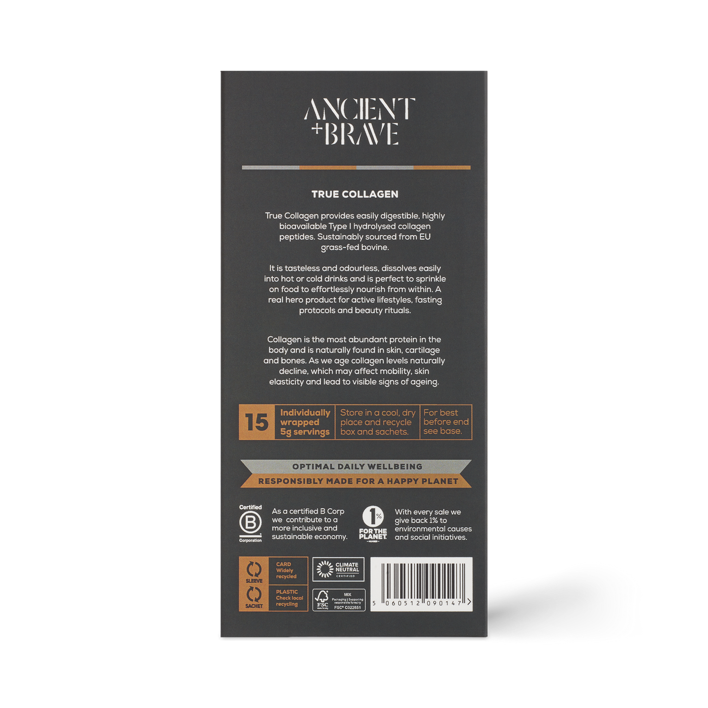 Ancient and Brave True Collagen | Bovine Collagen | 15 Sachets